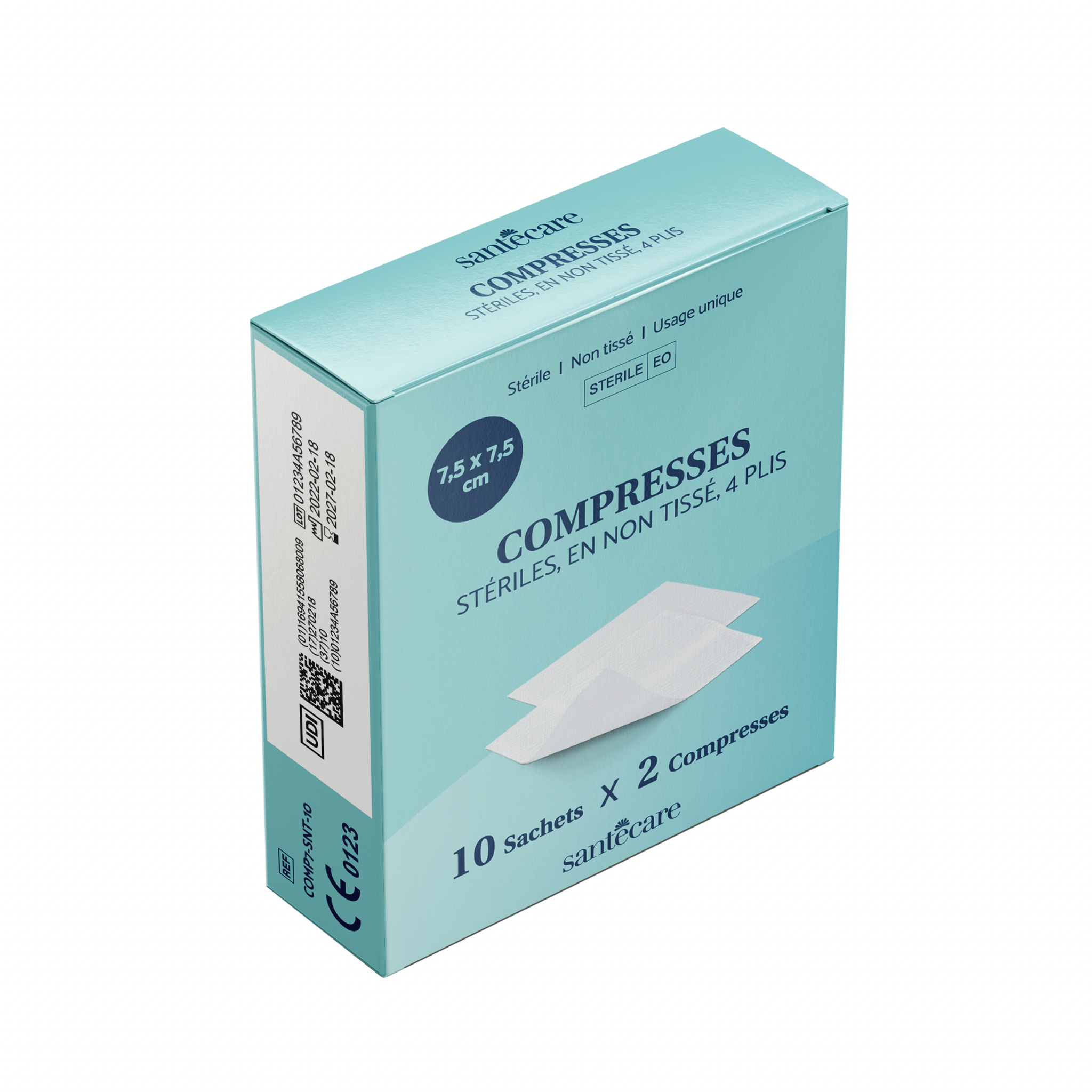 Compresses Stériles en non tissé 7,5x7,5cm – 10×2SANTECARE - LPPR - IDC ...