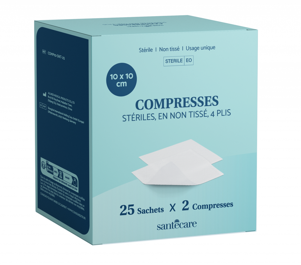 Compresses Stériles en non tissé 10x10cm - 25x2SANTECARE - LPPR - IDC ...