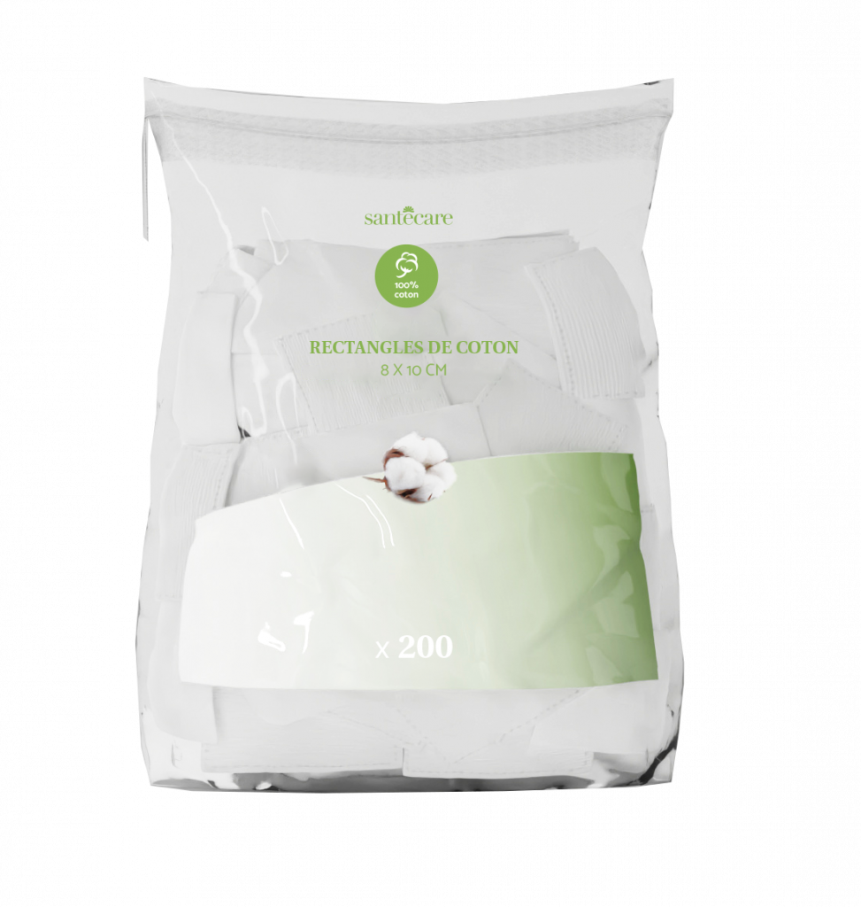 Rectangles de coton - 200 pcs 8cmx10cm – Santecare - IDC-Pharma