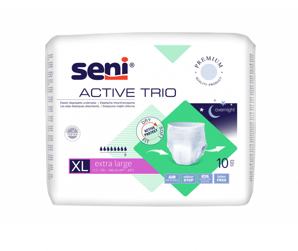 SENI ACTIVE TRIO - Slips absorbants - XL 10 pcs par sachet - IDC-Pharma