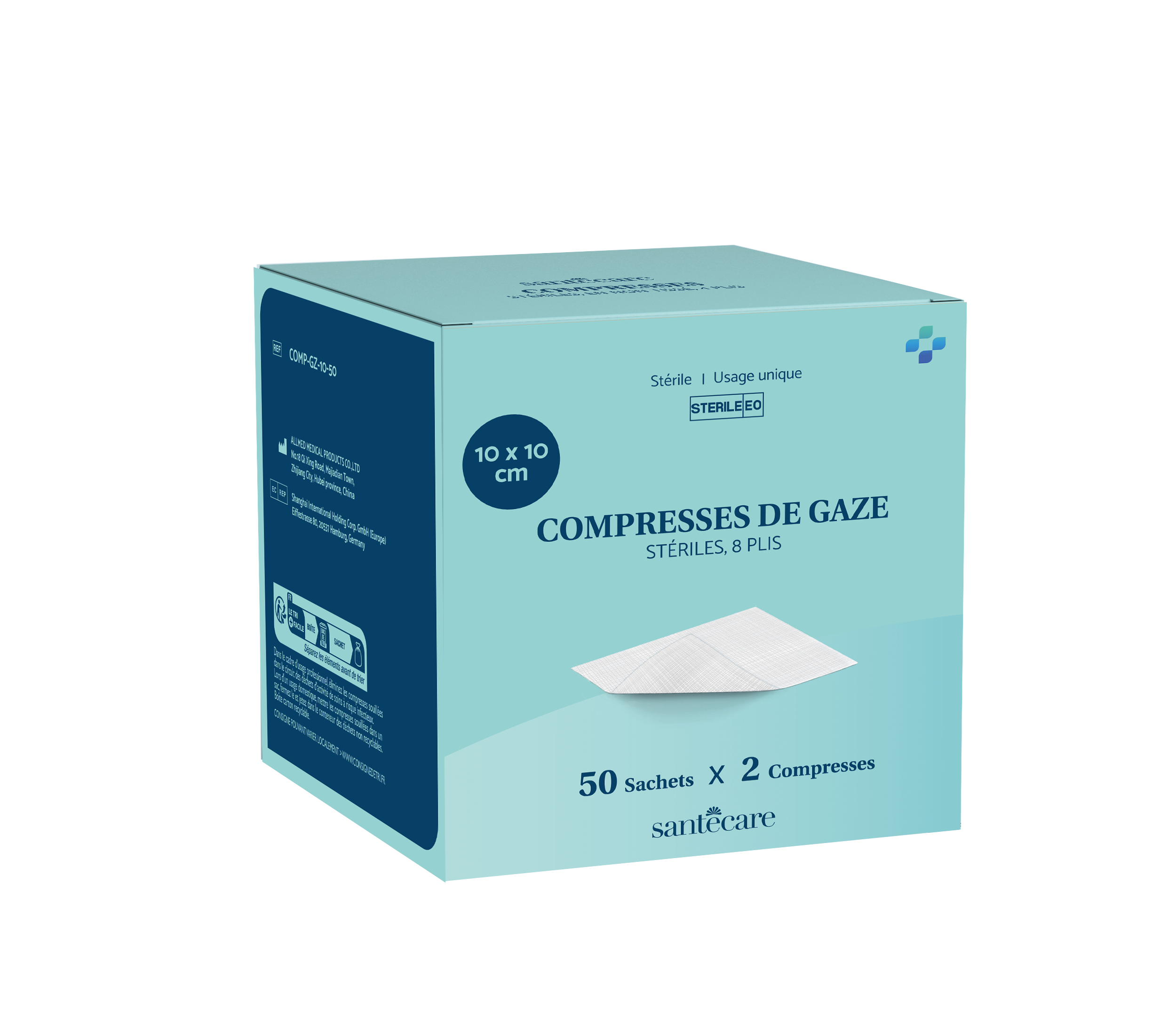 Compresses de Gaze 10x10cm – 50×2SANTECARE - LPPR - IDC-Pharma
