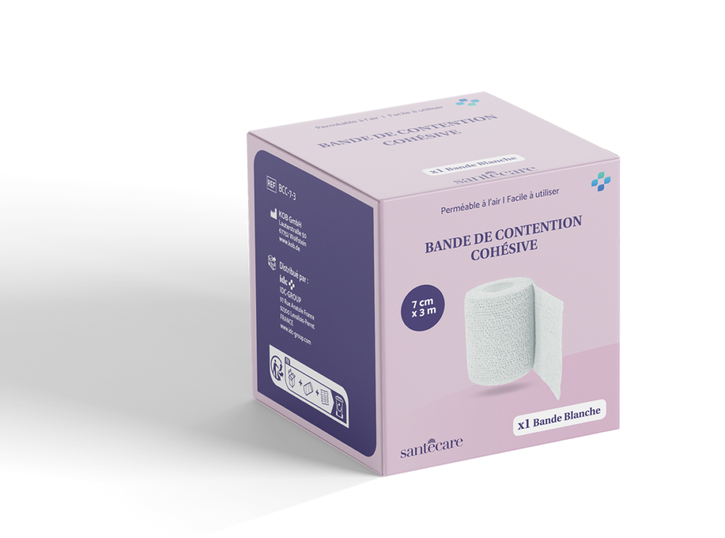 Bande de contention cohésive 3m x 7 cm - Blanche SANTECARE - LPPR - IDC ...