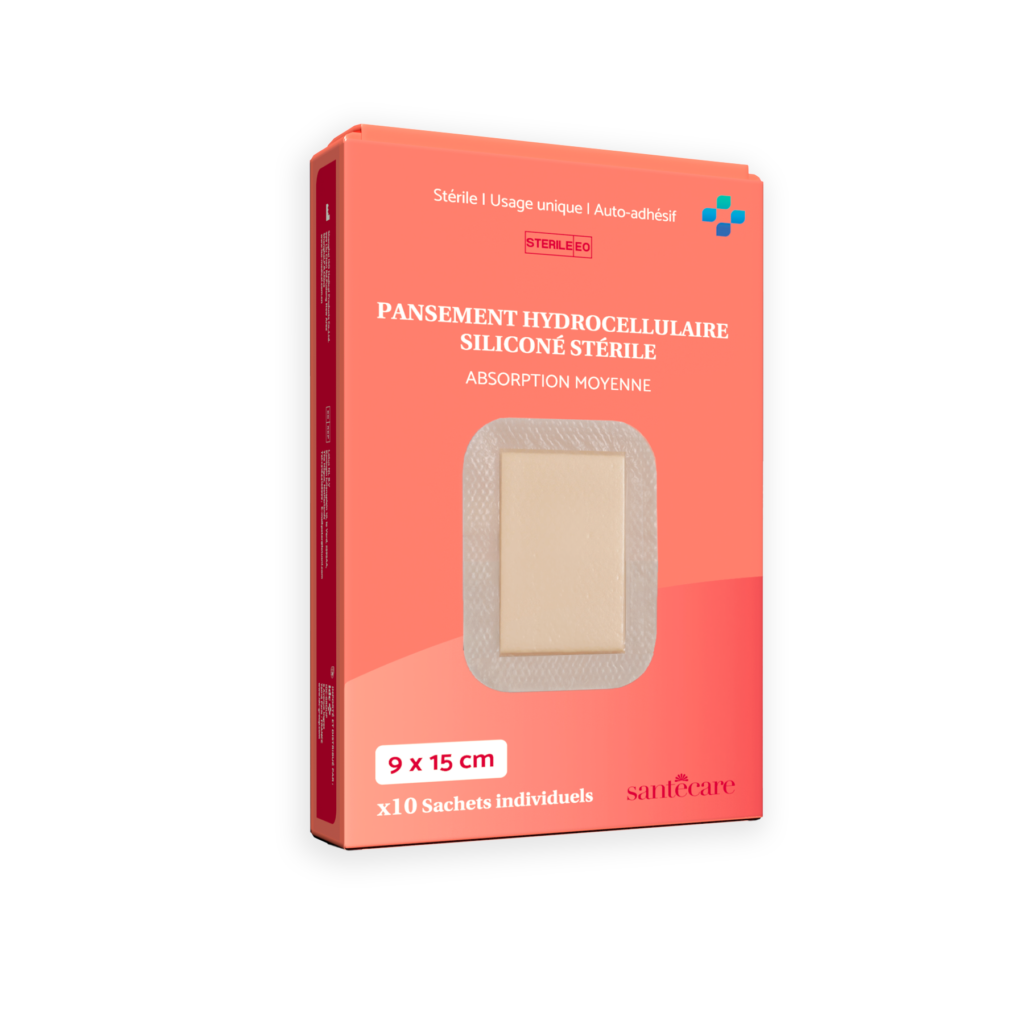 Pansement hydrocellulaire siliconé auto-adhésif Absorption moyenne 9x15 cm Boîte de 10 pcs ...